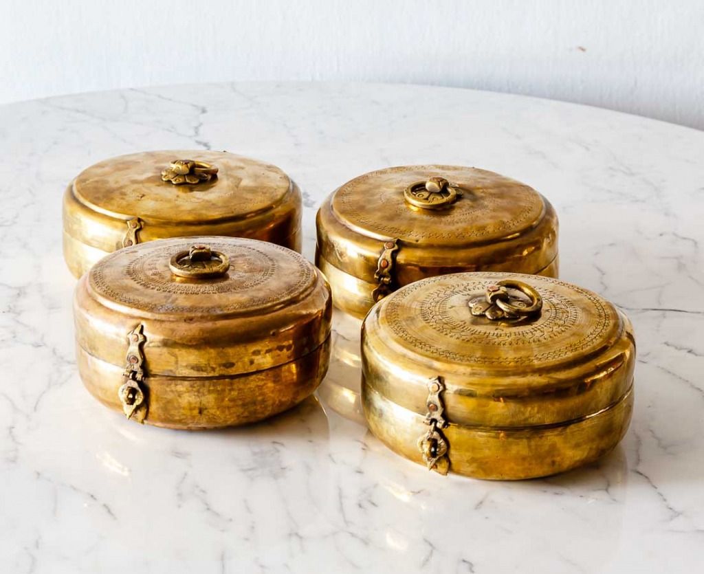 Brass Chapati Boxes - The Past Perfect Collection