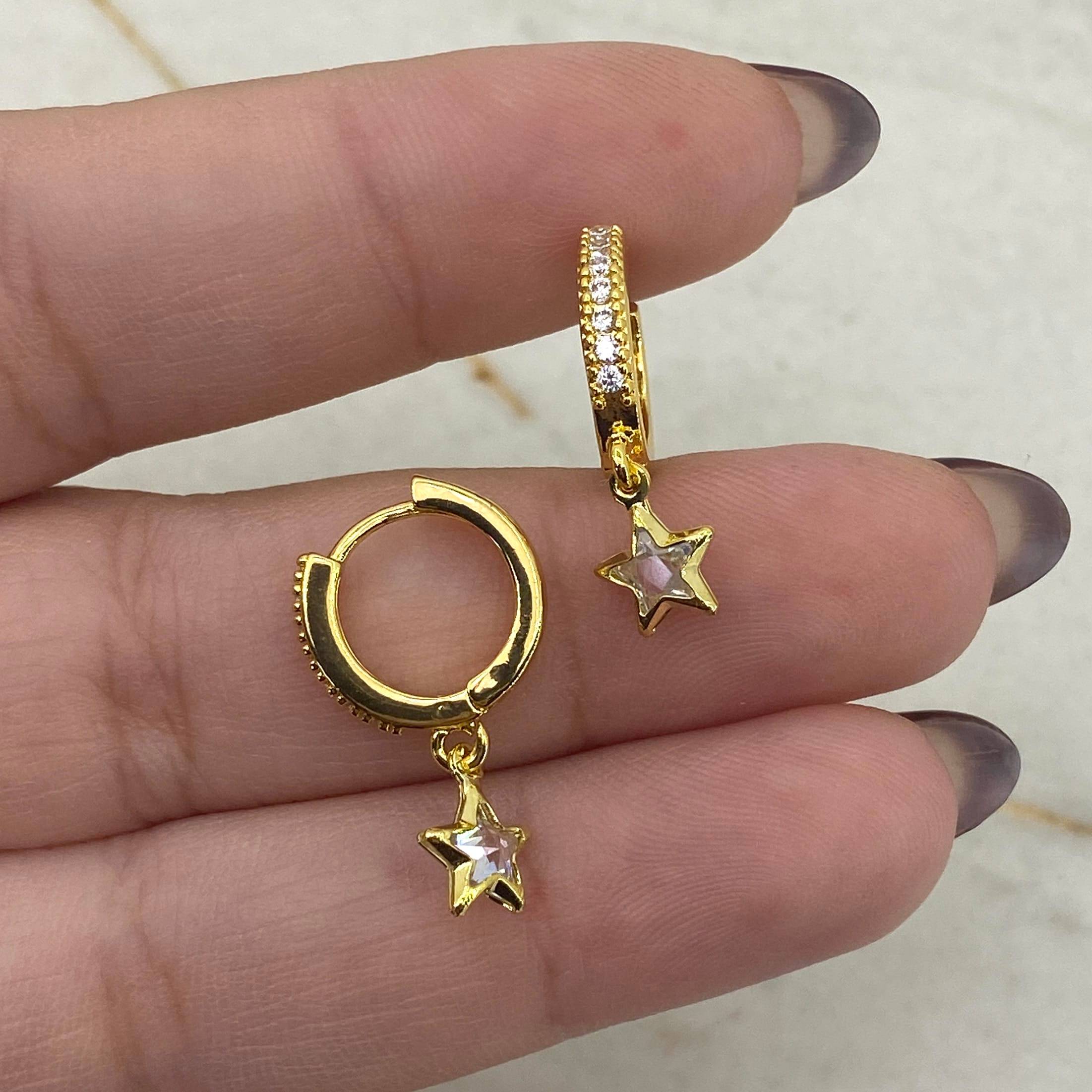 ARGOLLA ACERO DORADO BISAGRA CON MICROCRISTALES - CUBIC ESTRELLA BLANCA ...