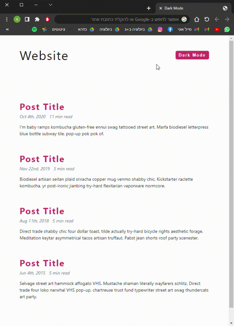 GitHub - shira1008/Dark-Mode-: Changing to dark-mode by click and save to local storage, using ...