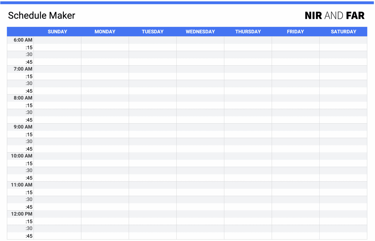 Weekly Schedule Creator Crownflourmills