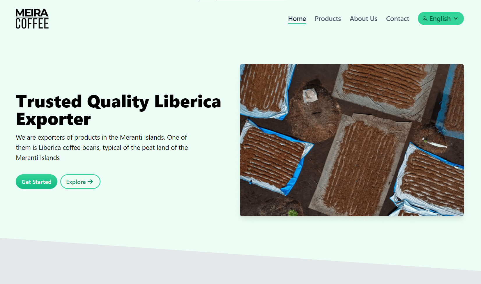 Landing page for MEIRA Coffee built with vue