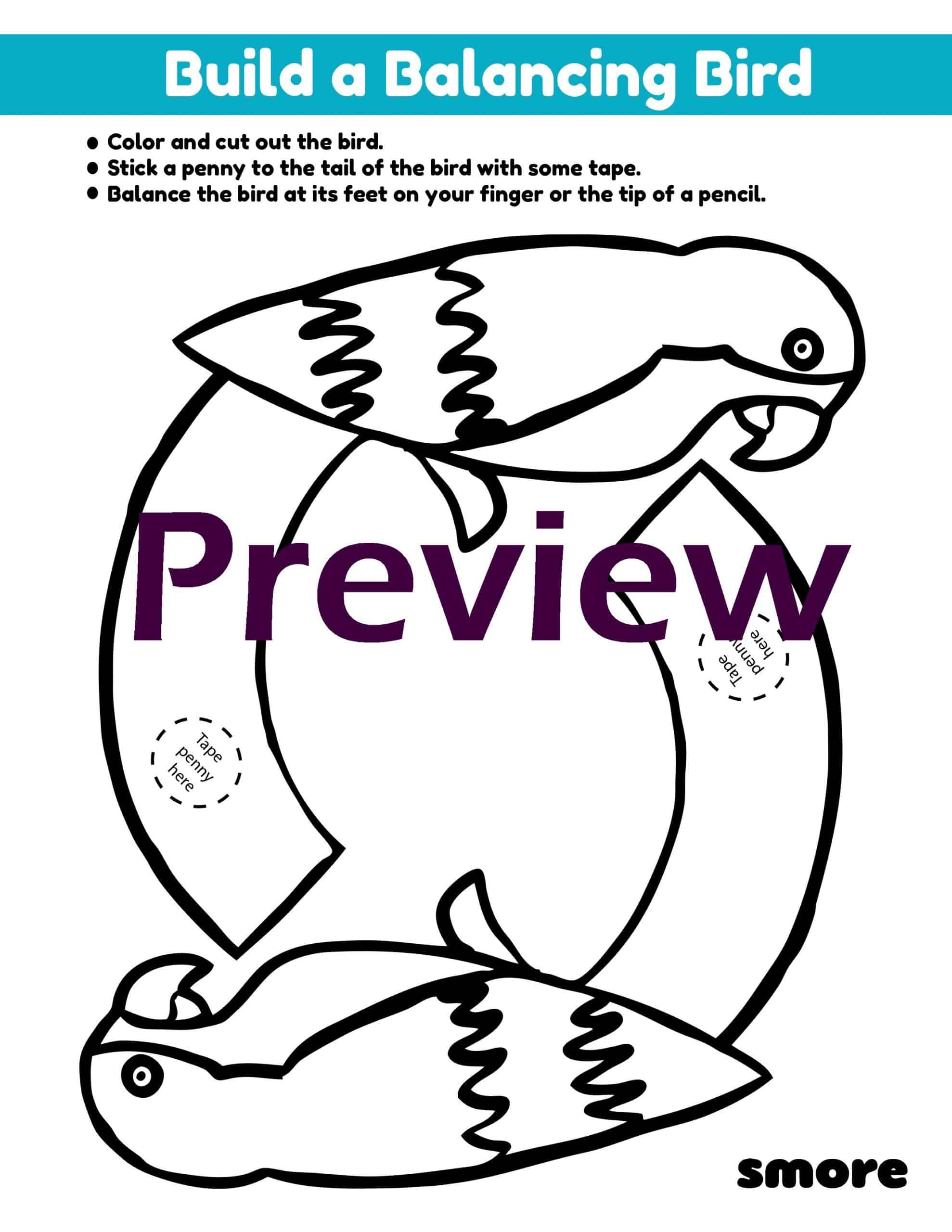 Balancing Bird Template - Smore Science