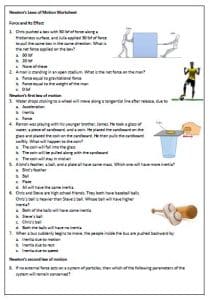 Newton's Laws of Motion Worksheet - Smore Science