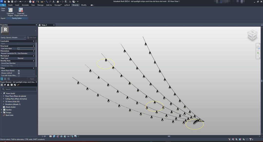 Black LED String Lights Revit Family | Boracity