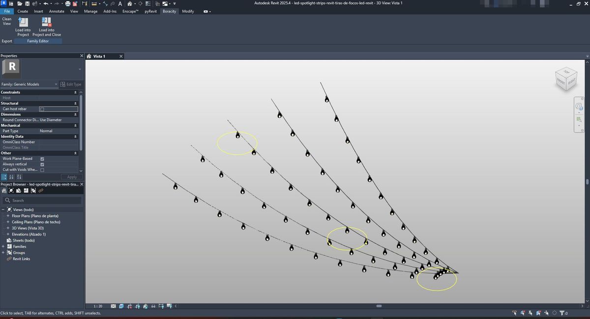 Black LED String Lights Revit Family | Boracity