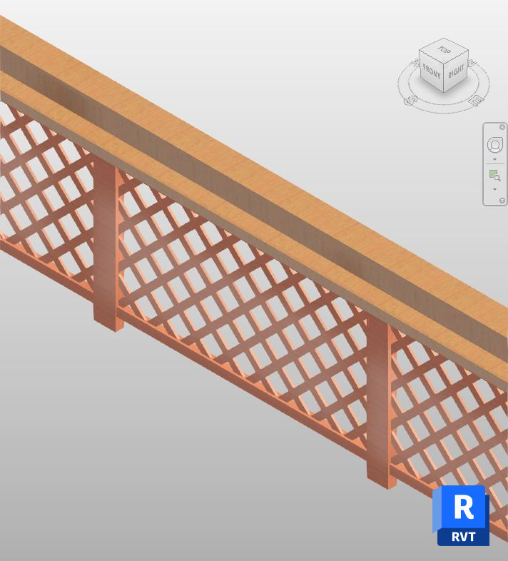 Oak Lattice Wood Railing Revit Family | Boracity