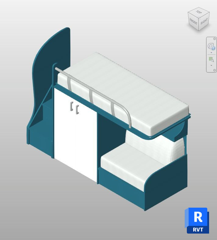 Teal Bunk Bed with Storage Revit Family | Boracity