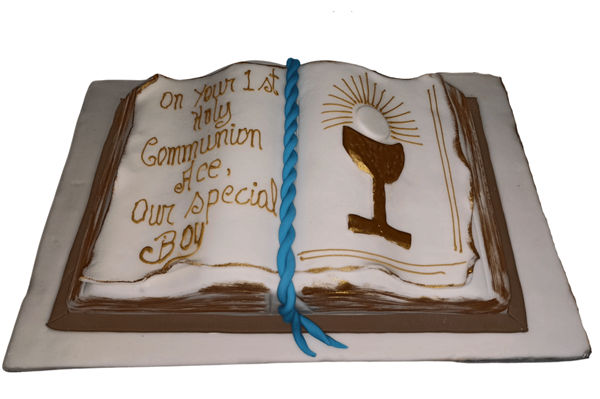Neriku Catering. Holy Communion Almond Cake - Open Book