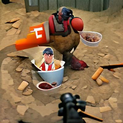 What happens when you put "TF2 Scout eats a bucket of chicken" into a ...