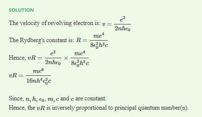 In the Bohr model of the hydrogen atom, R, Vand E represent the radius ...