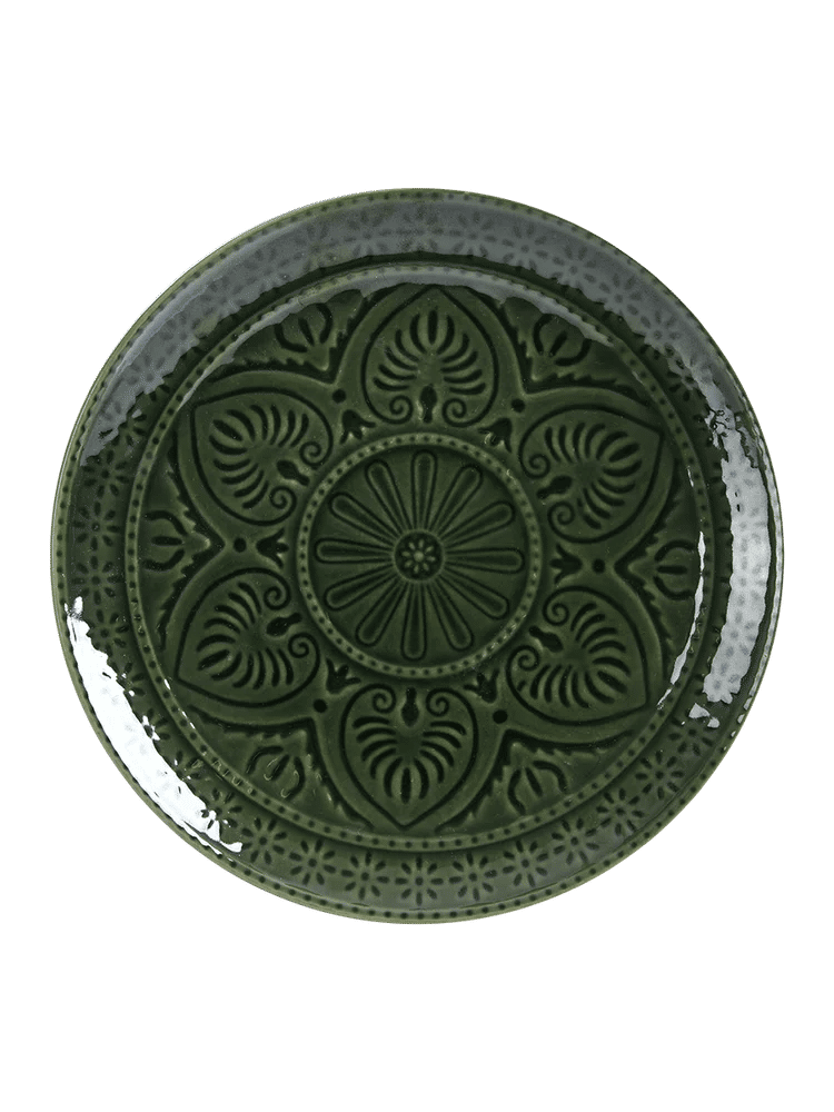 Green Ceramic Patterned Side Plate 21cm – PEP Online
