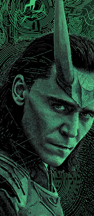 Green Mosaic Trickster Portrait - 4K Wallpaper for iPhone Background