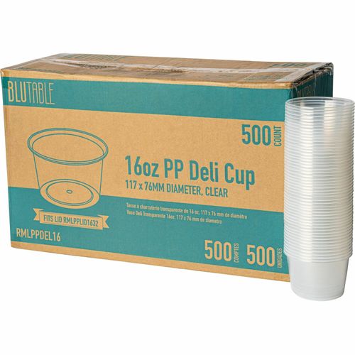 16 oz Round Deli Tub Containers by BluTable RMLPPDEL16 | OnTimeSupplies.com