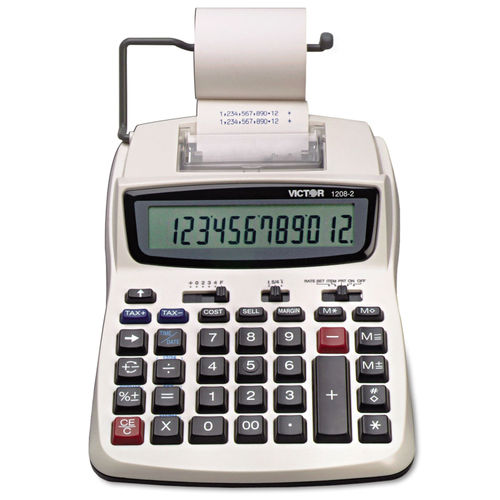 1208-2 Two-Color Compact Printing Calculator by Victor® VCT12082 ...