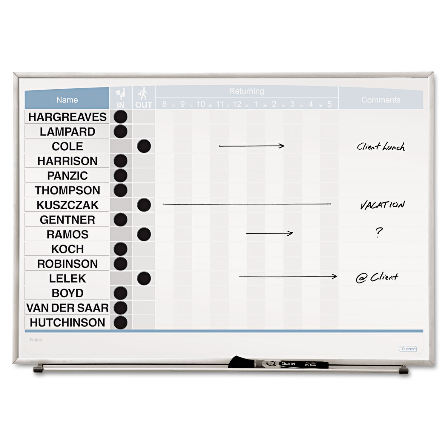 Horizontal Matrix Employee Tracking Board by Quartet® QRT33704 ...