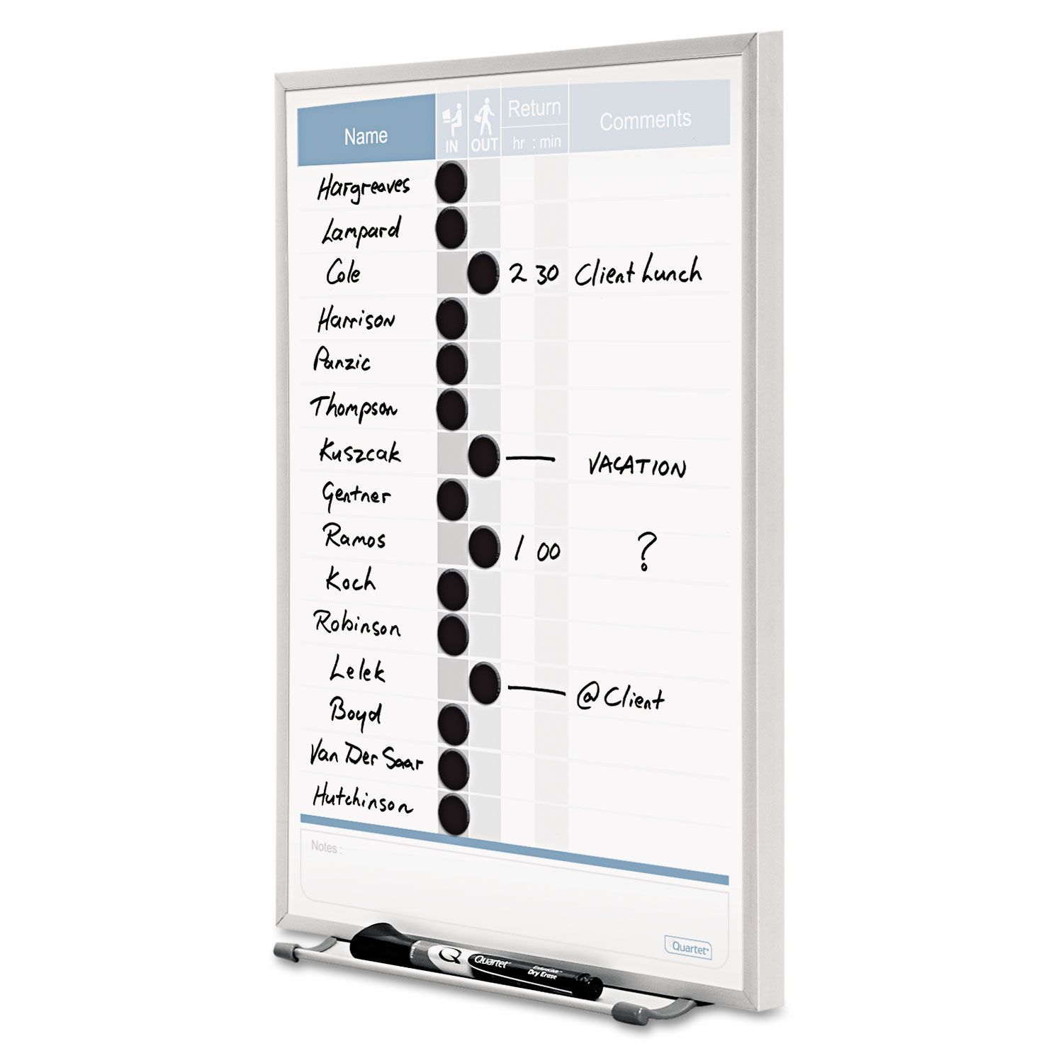 Vertical Matrix Employee Tracking Board by Quartet® QRT33703 ...
