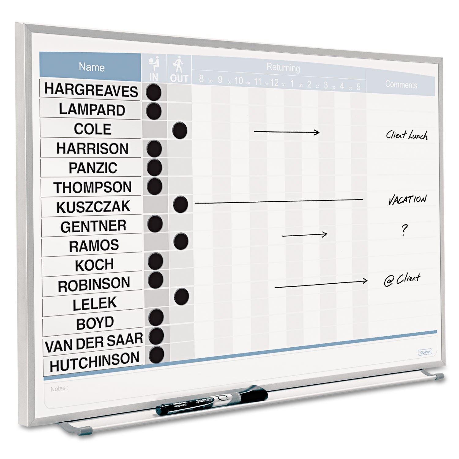 Horizontal Matrix Employee Tracking Board by Quartet® QRT33704 ...