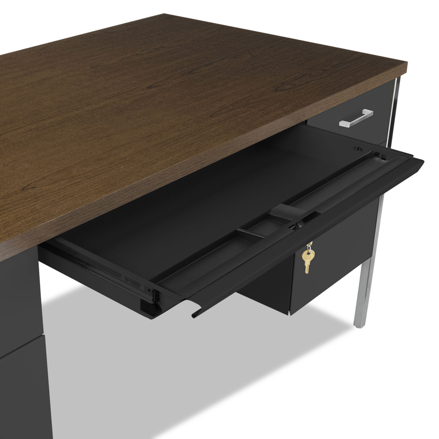 Double Pedestal Steel Desk by Alera® ALESD6030BM | OnTimeSupplies.com