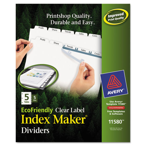 Index Maker EcoFriendly Print and Apply Clear Label Dividers with White ...