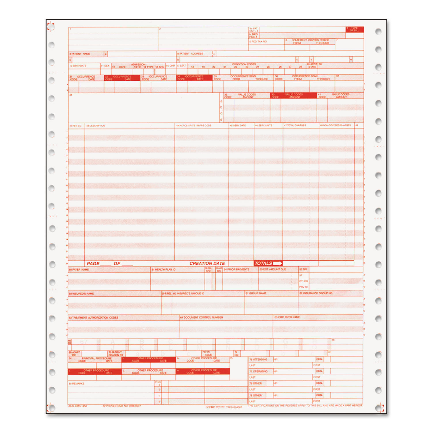 UB04 Insurance Claim Form by Paris Corporation PRB05109 ...