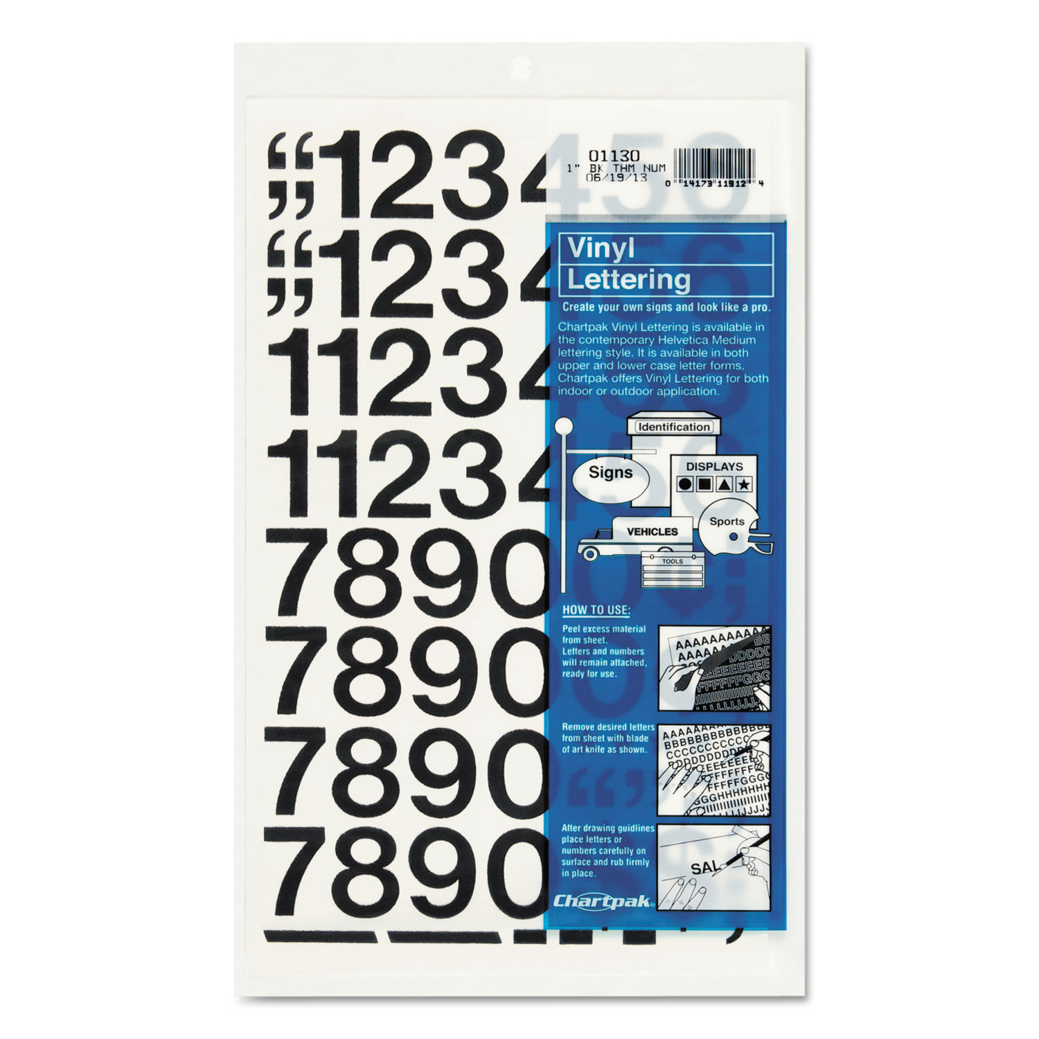 Press-On Vinyl Numbers by Chartpak® CHA01130 | OnTimeSupplies.com