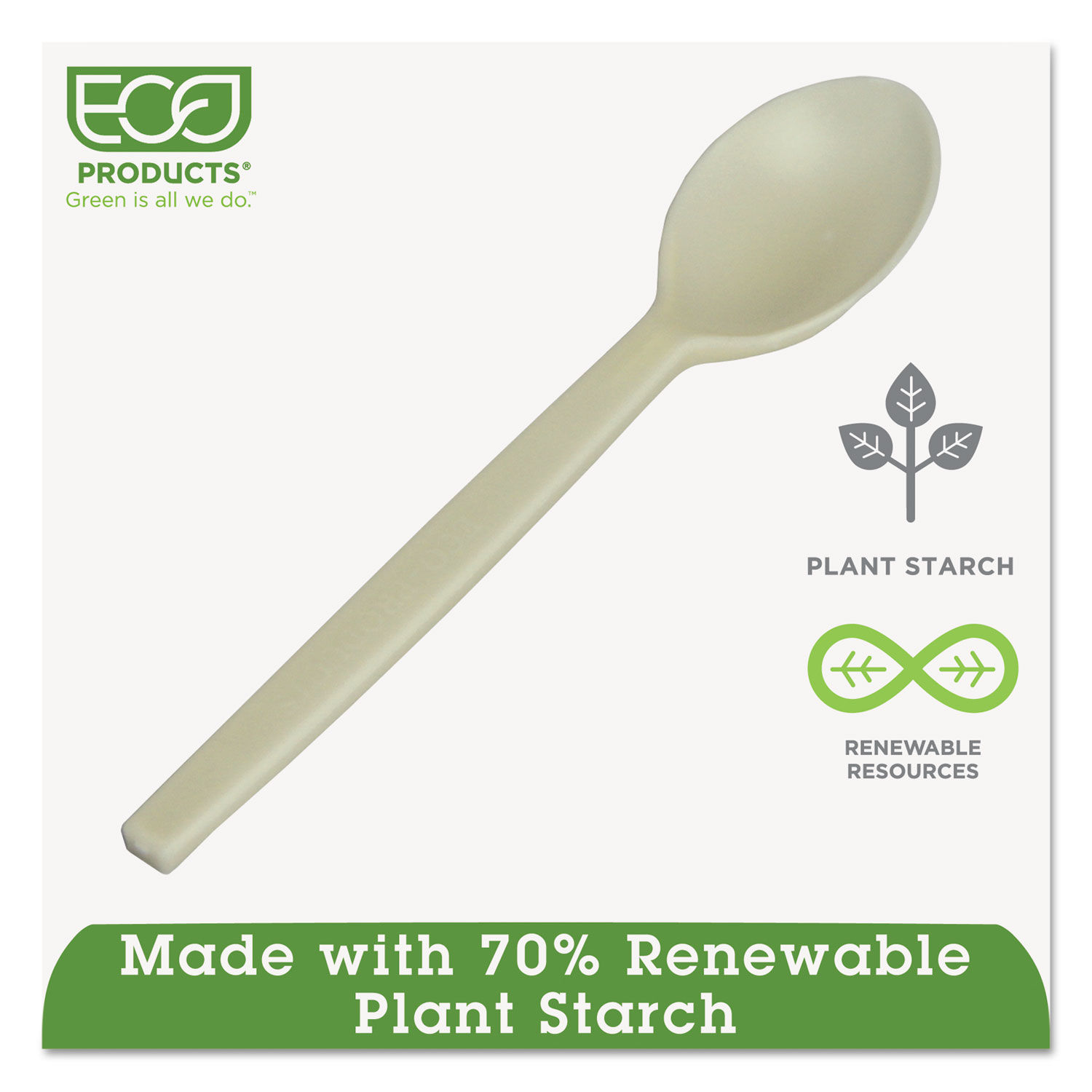 Plant Starch Spoon - 7" by Eco-Products® ECOEPS003 | OnTimeSupplies.com