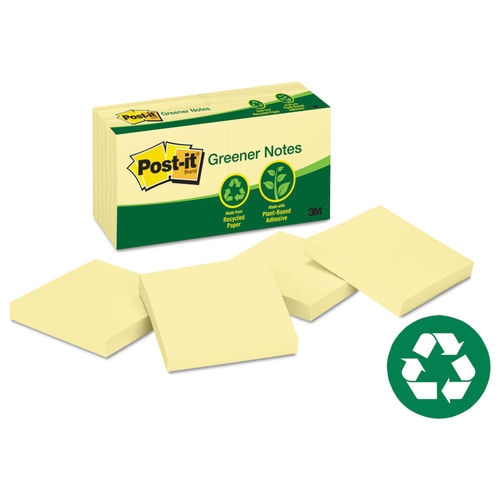 Original Recycled Note Pads by Post-it® Greener Notes MMM654RPYW ...