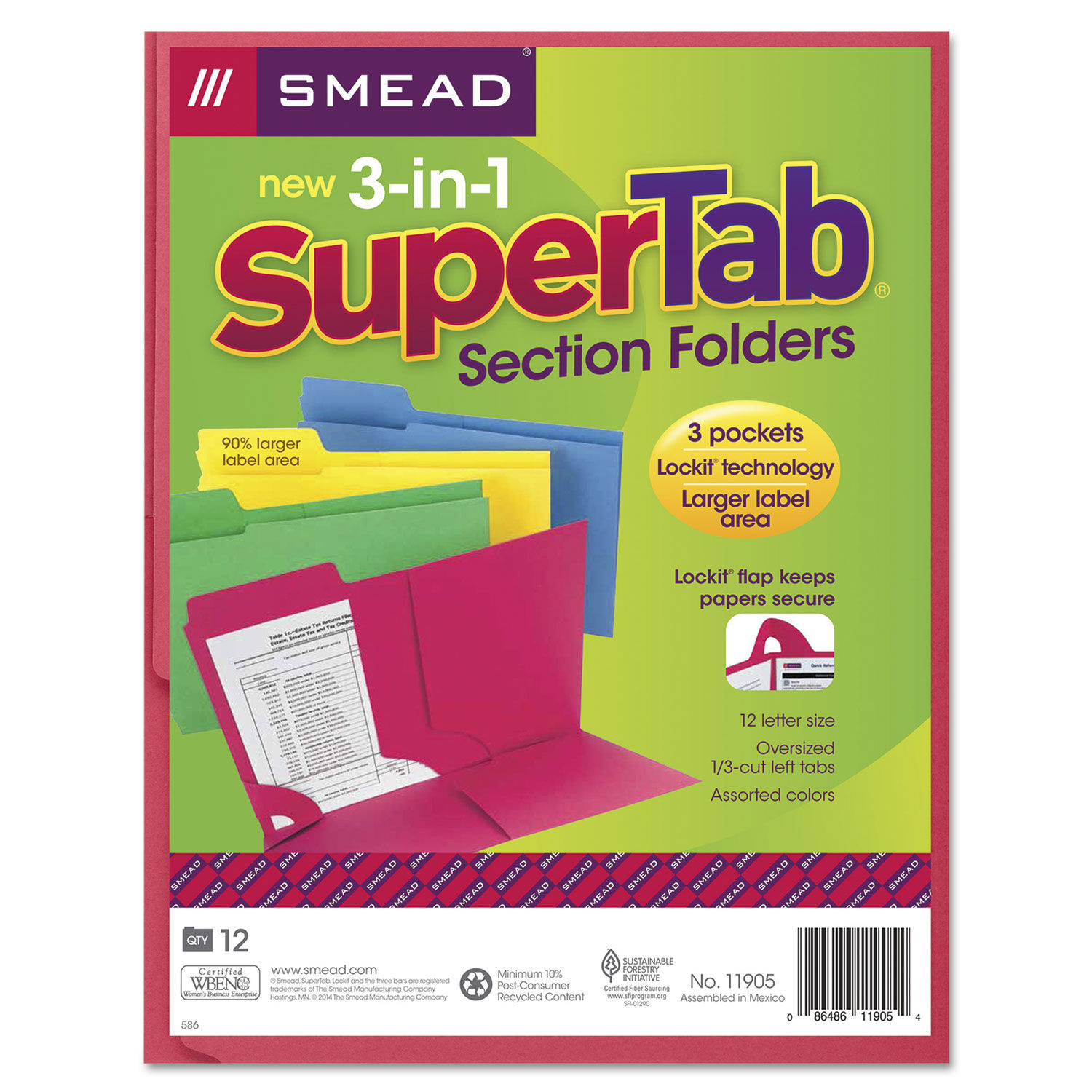 3-in-1 SuperTab Section Folders by Smead® SMD11905 | OnTimeSupplies.com