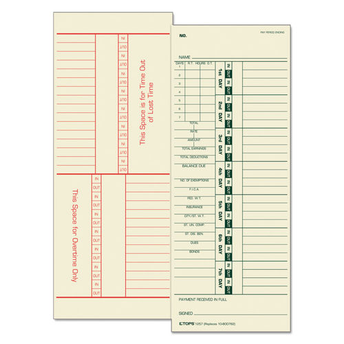 Time Clock Cards by TOPS TOP1257 | OnTimeSupplies.com