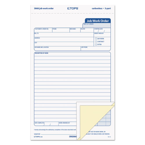 Job Work Order by TOPS TOP3868 | OnTimeSupplies.com