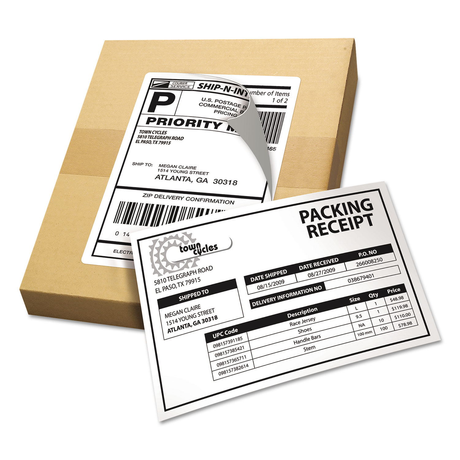Shipping Labels with Paper Receipt and TrueBlock Technology by Avery ...