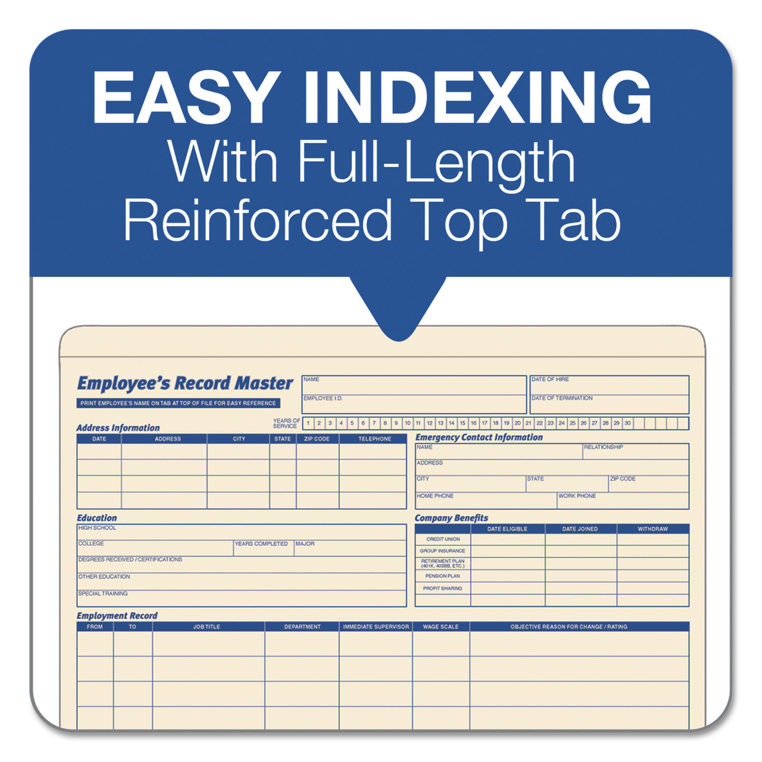 Employee Record Master File Jacket by TOPS™ TOP3280 | OnTimeSupplies.com