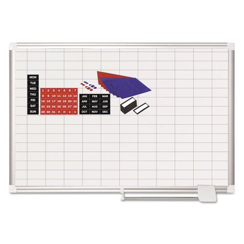 Gridded Magnetic Steel Dry Erase Planning Board with Accessories by ...