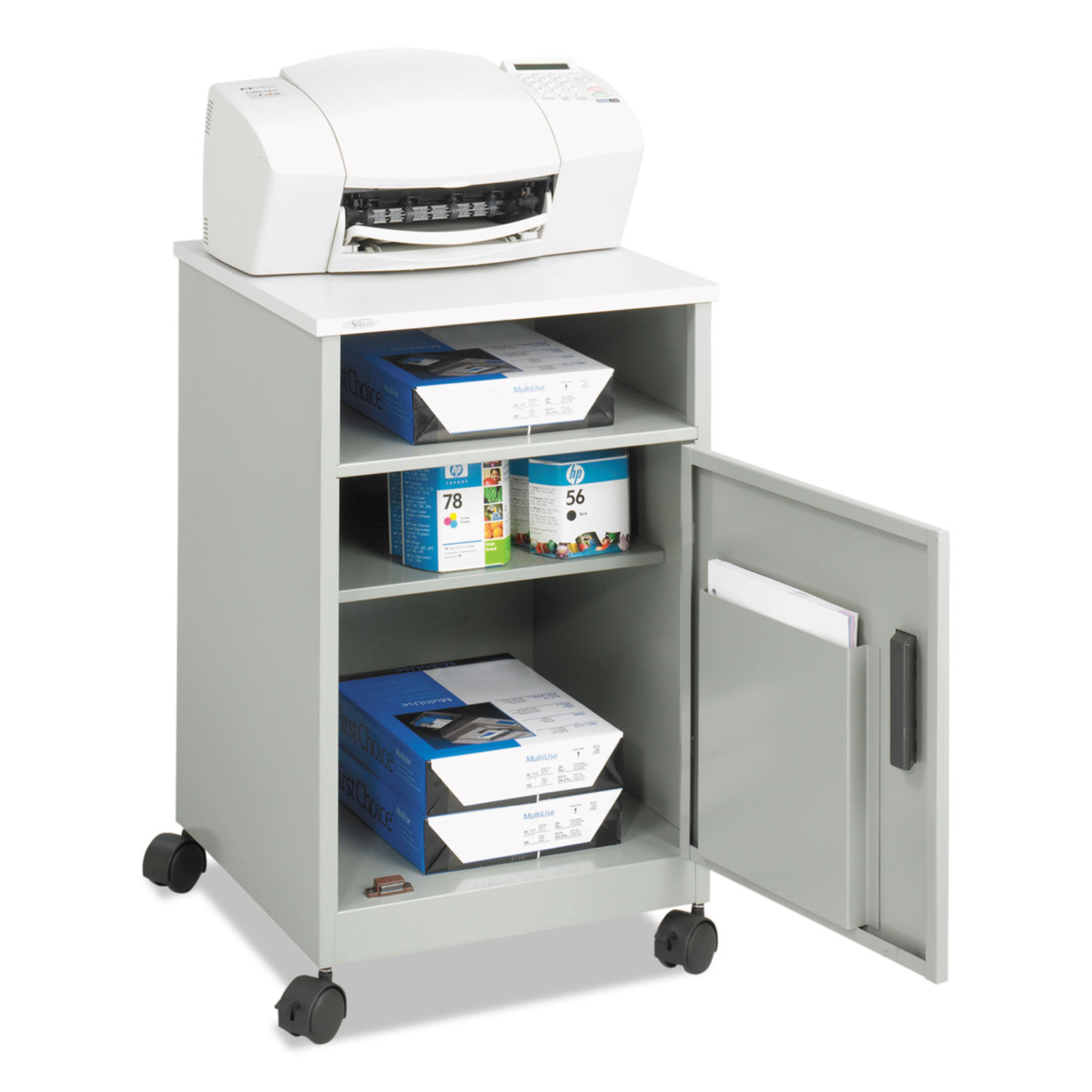 Steel Machine Stand with Open Storage Compartment by Safco® SAF1871GR ...