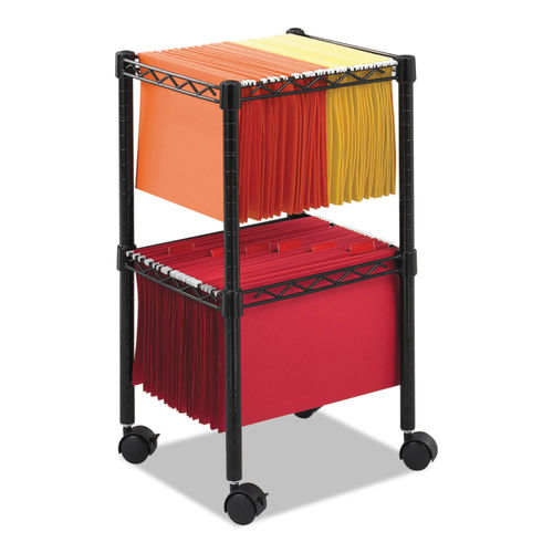 Two-Tier Compact Mobile Wire File Cart by Safco® SAF5221BL ...