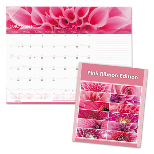 Monthly Pink Ribbon Desk Pad Calendar by Brownline® REDC1832PNK ...