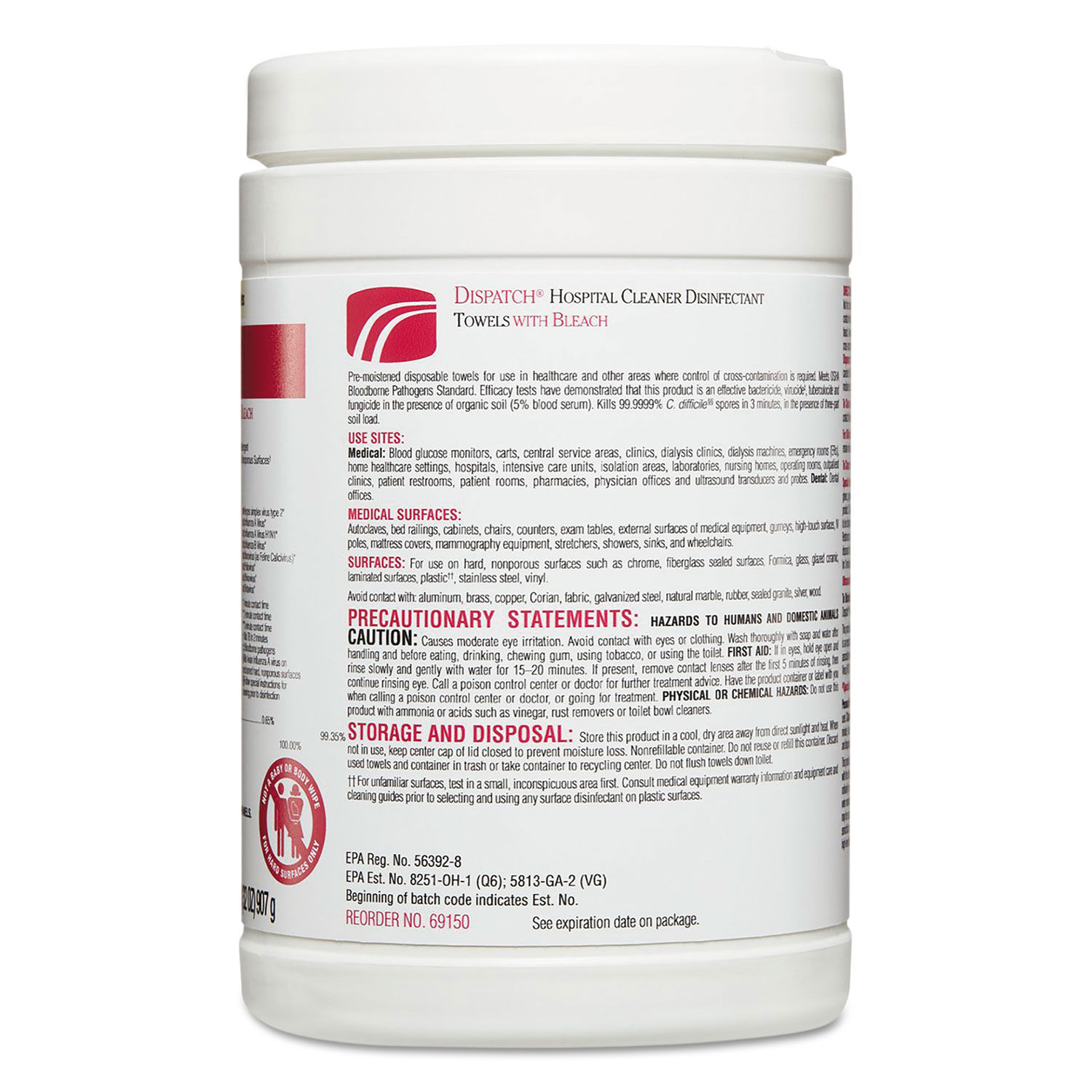 Dispatch Cleaner Disinfectant Towels by Clorox® Healthcare® CLO69150 ...