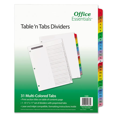 Table 'n Tabs Dividers by Office Essentials™ AVE11681 | OnTimeSupplies.com