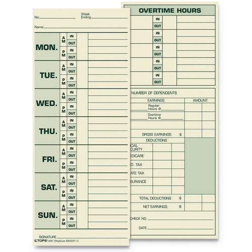Time Clock Cards by TOPS TOP1291 | OnTimeSupplies.com