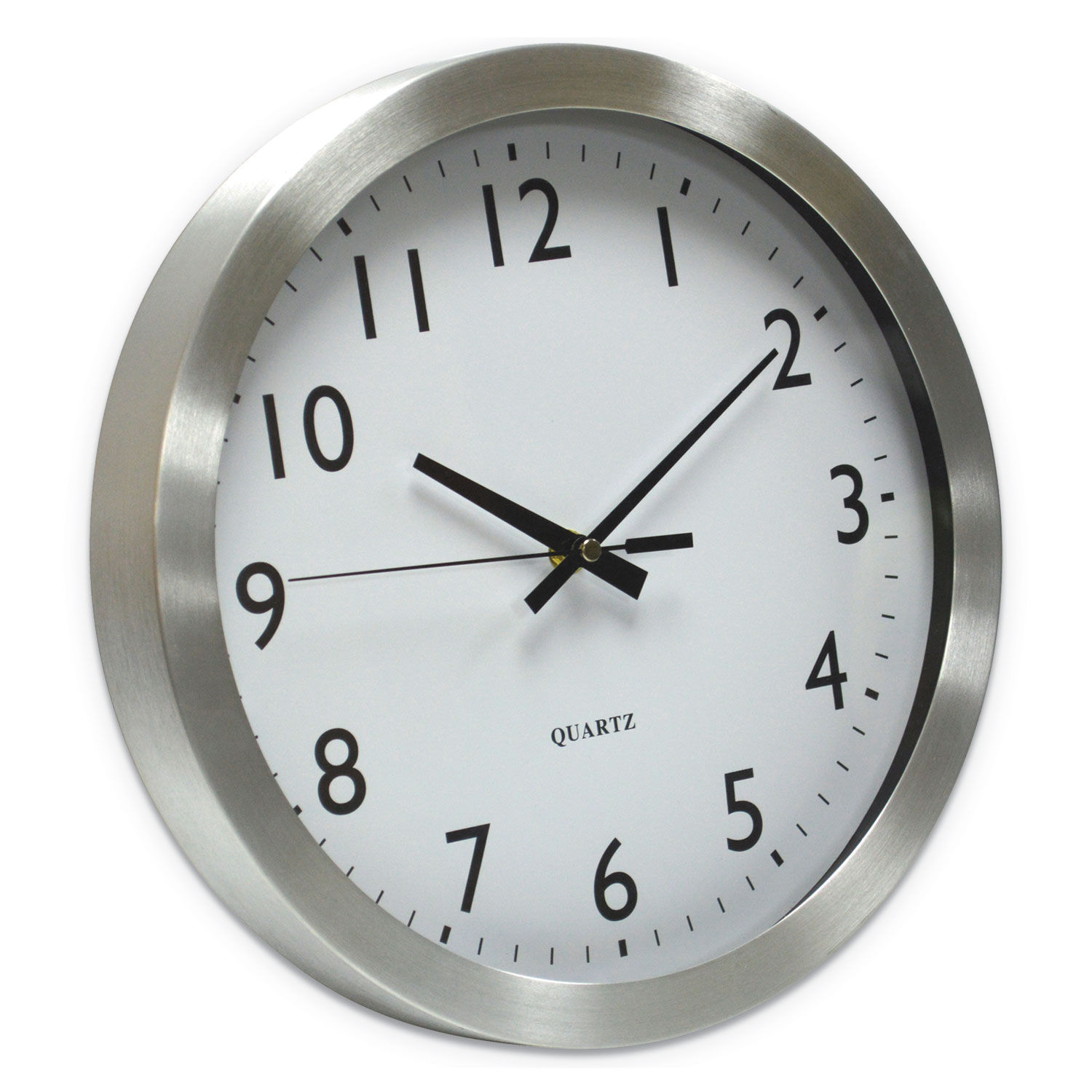 Brushed Aluminum Wall Clock by Universal® UNV10425 | OnTimeSupplies.com