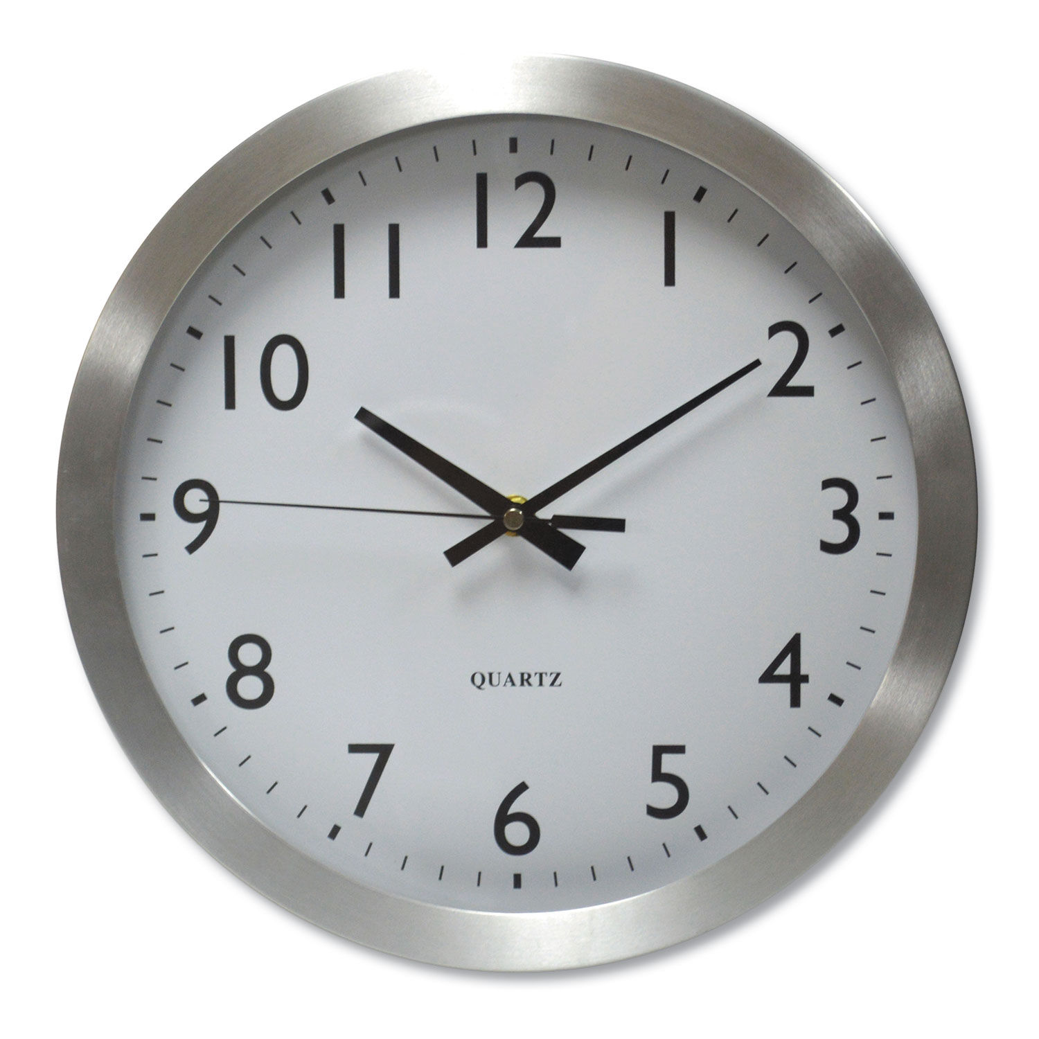 Brushed Aluminum Wall Clock by Universal® UNV10425 | OnTimeSupplies.com