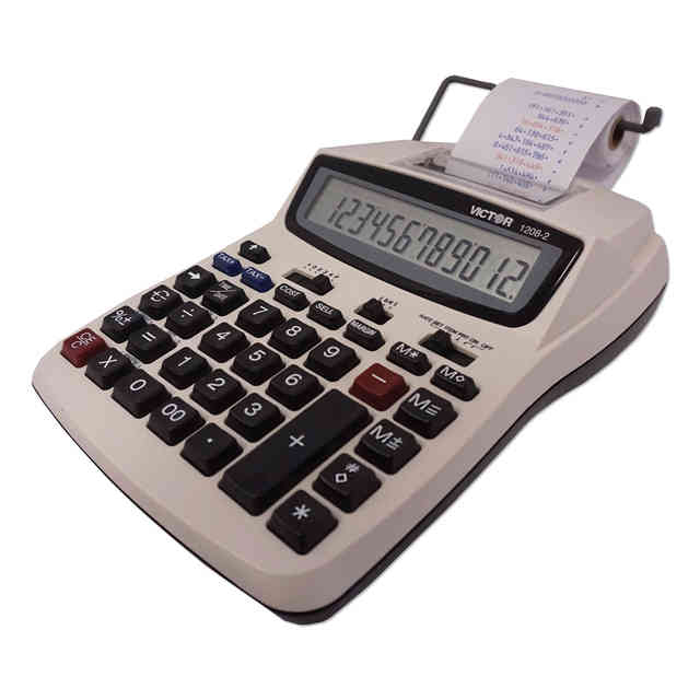 1208-2 Two-Color Compact Printing Calculator by Victor® VCT12082 ...