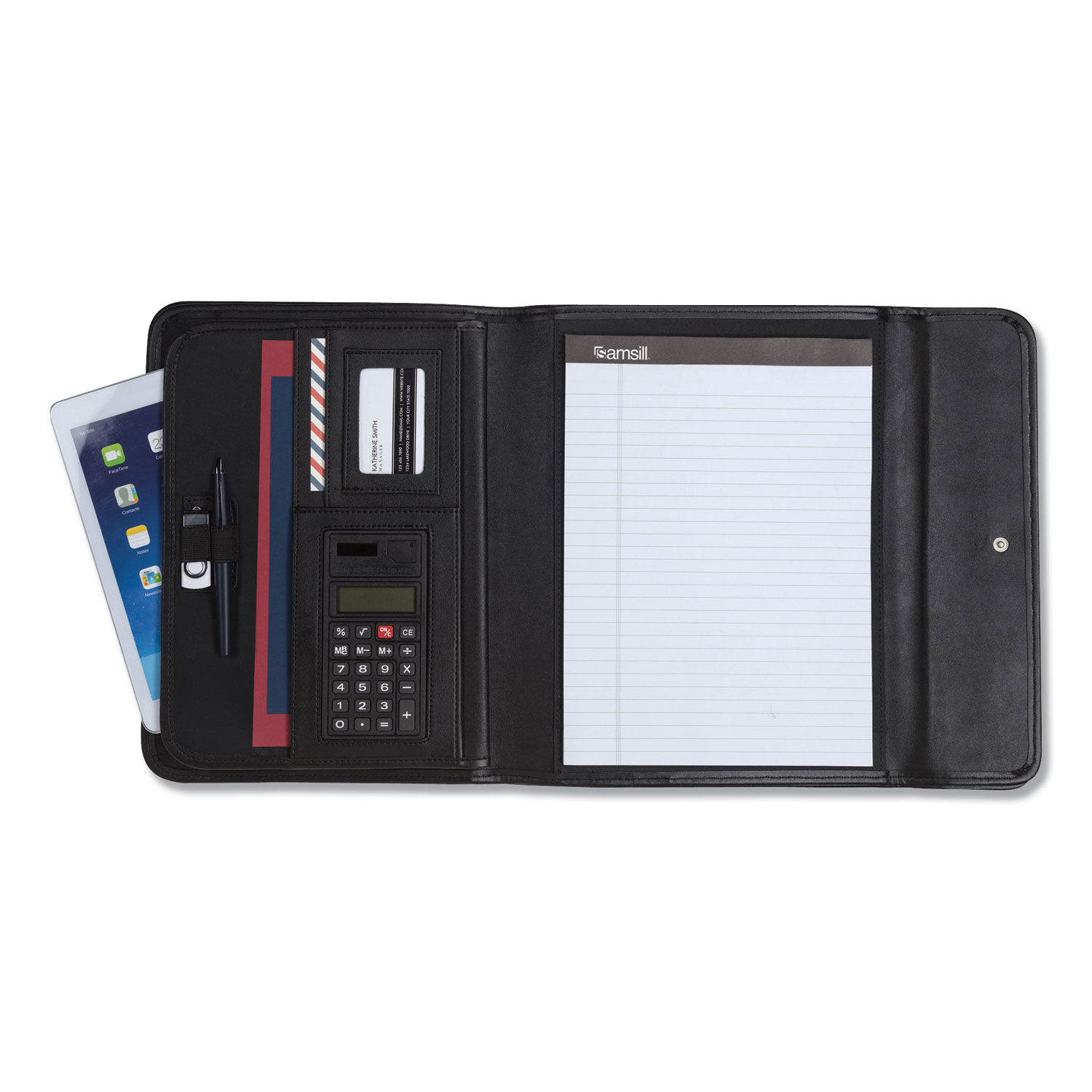 Professional Tri-Fold Padfolio w/Calculator by Samsill® SAM70890 ...