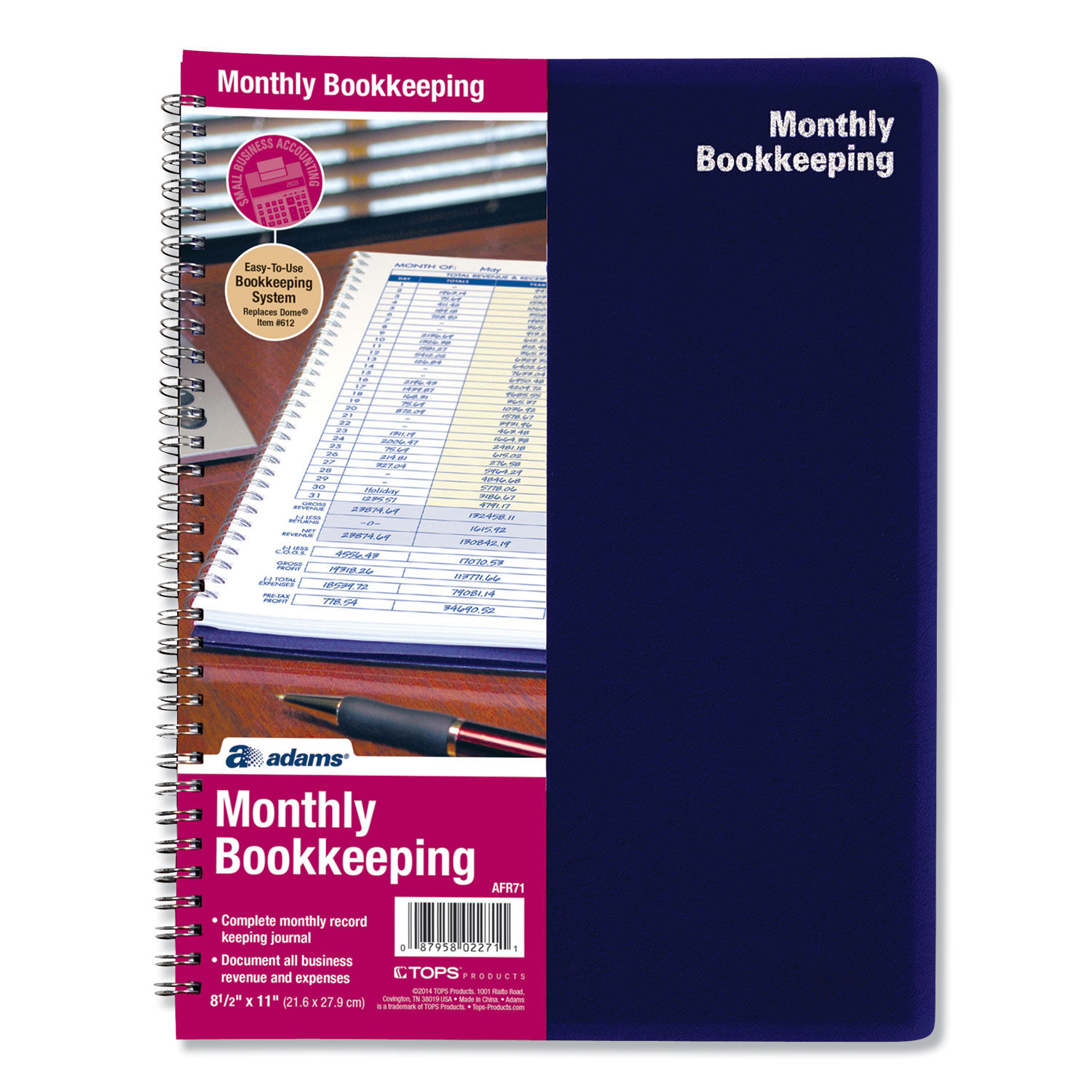 Monthly Bookkeeping Record Book by Adams® ABFAFR71 | OnTimeSupplies.com