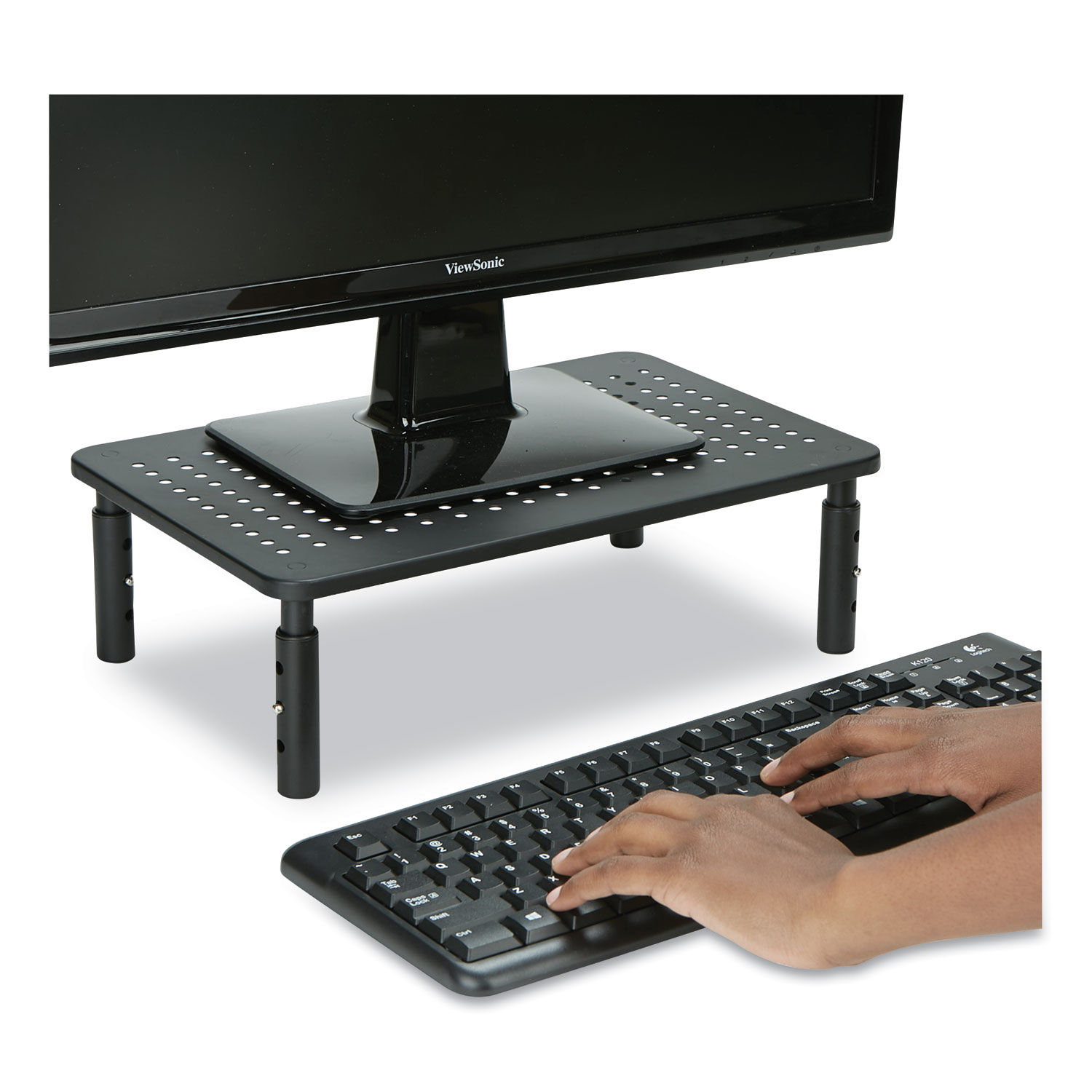 Adjustable Rectangular Monitor Stand by Mind Reader EMS4LEGMETBLK ...