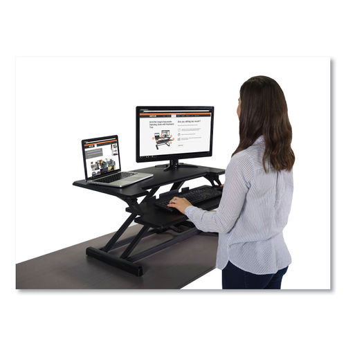 High Rise Height Adjustable Compact Standing Desk with Keyboard Tray by ...