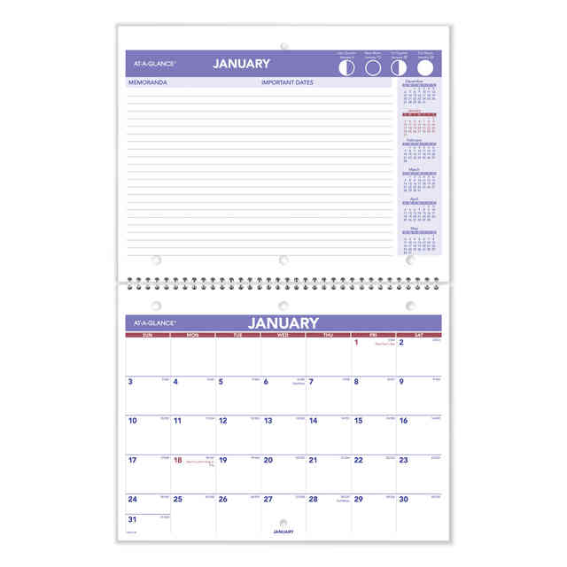 Wirebound Monthly Desk/Wall Calendar by At-A-Glance AAGPM17028 ...