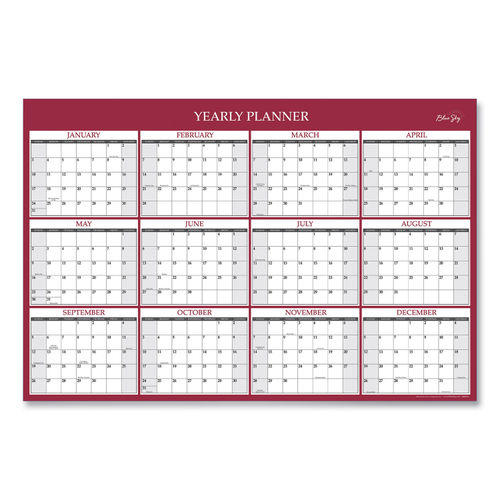 Classic Red Laminated Erasable Wall Calendar by Blue Sky® BLS116054 ...