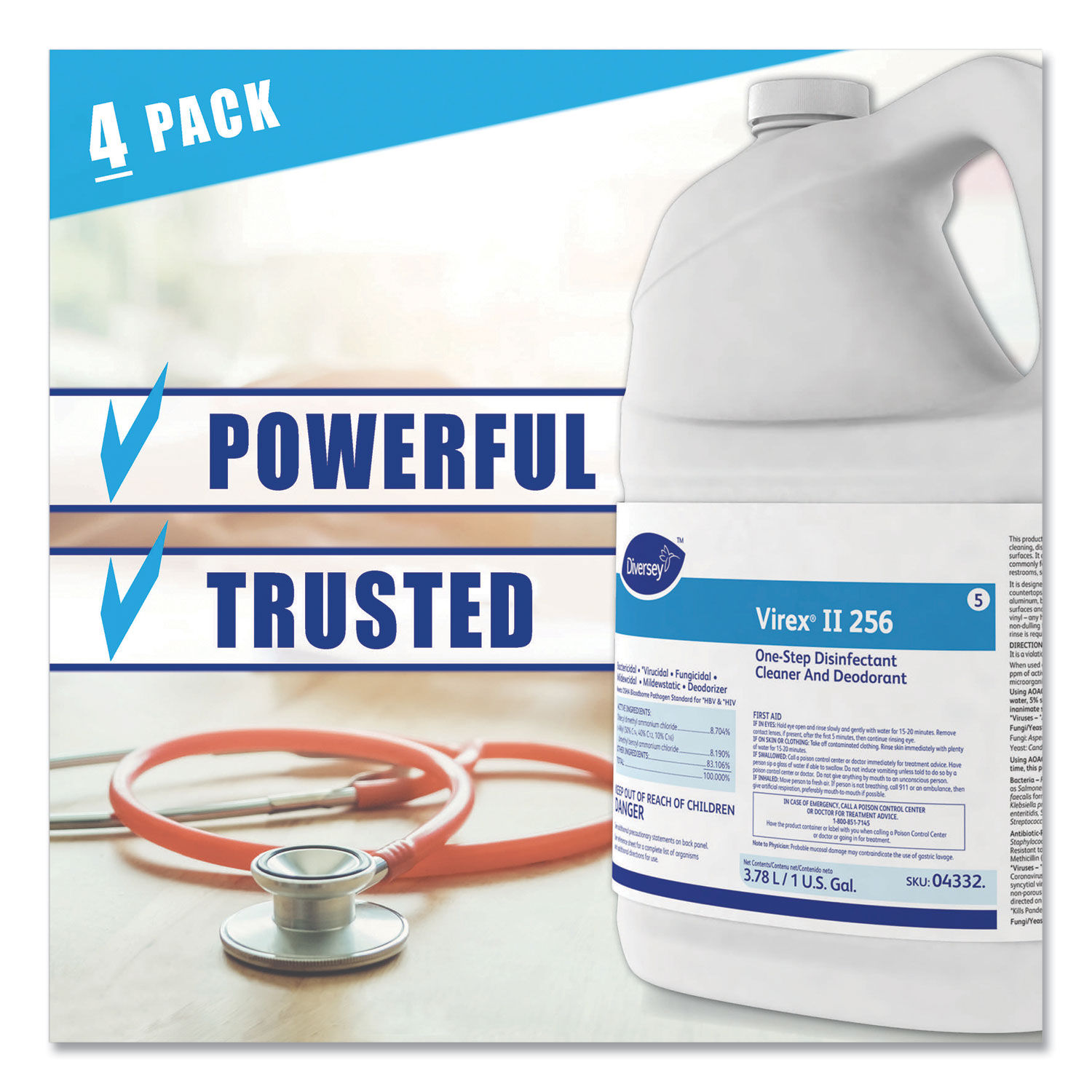 Virex II 256 One-Step Disinfectant Cleaner Deodorant Mint by Diversey ...