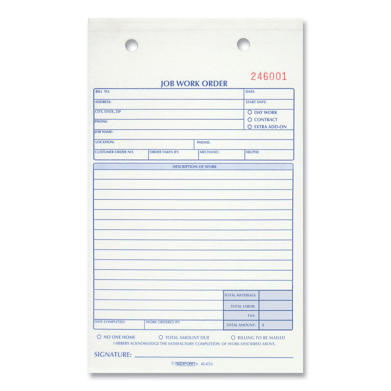Job Work Order Book by Rediform® RED4L456 | OnTimeSupplies.com